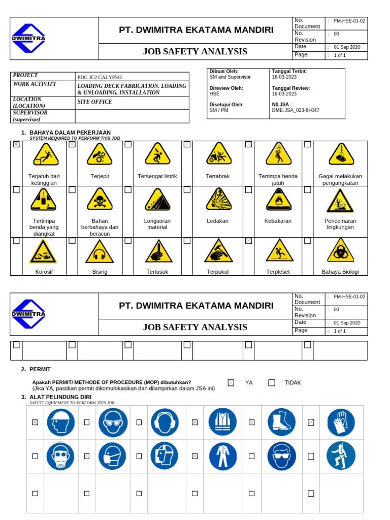 DME-JSA - 023-III-047 Loading Unloading and Install Loading Deck | PDF