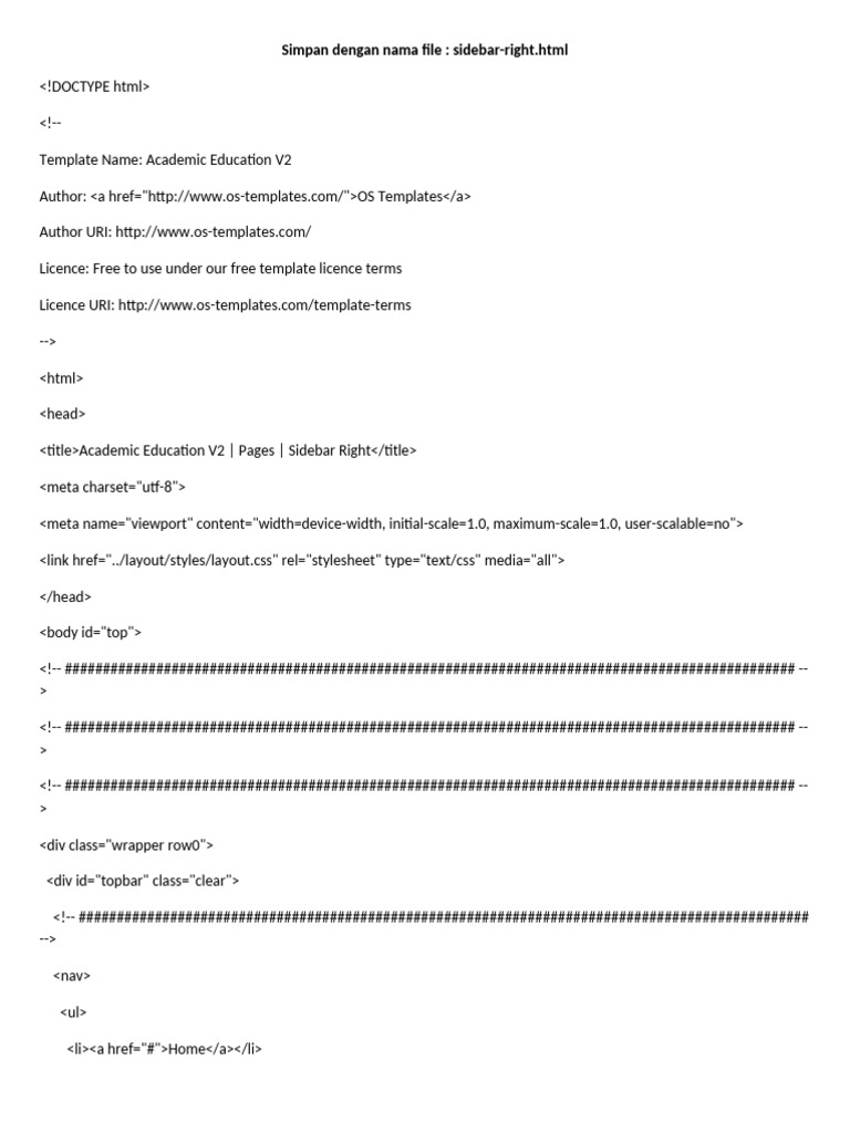 Simpan Dengan Nama File: Sidebar-Right - HTML | PDF