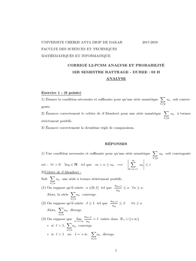 2018 Corrige L2PCSM Rattrapage Semestre1 | PDF