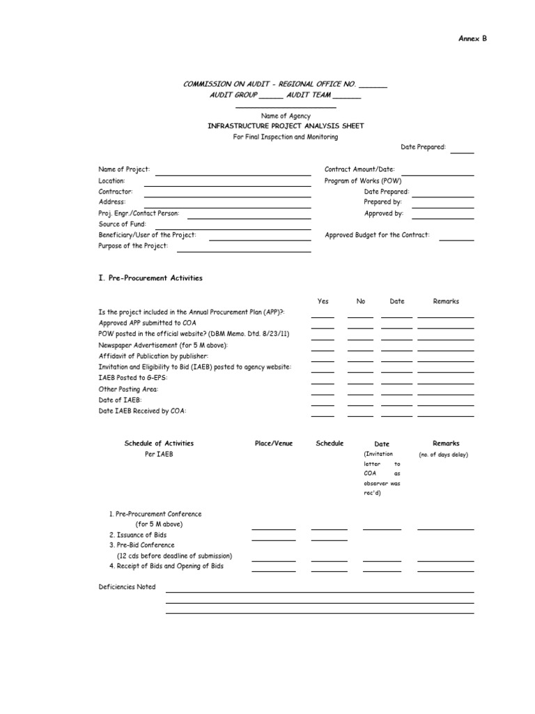 Analysis Sheet - Annex B | PDF