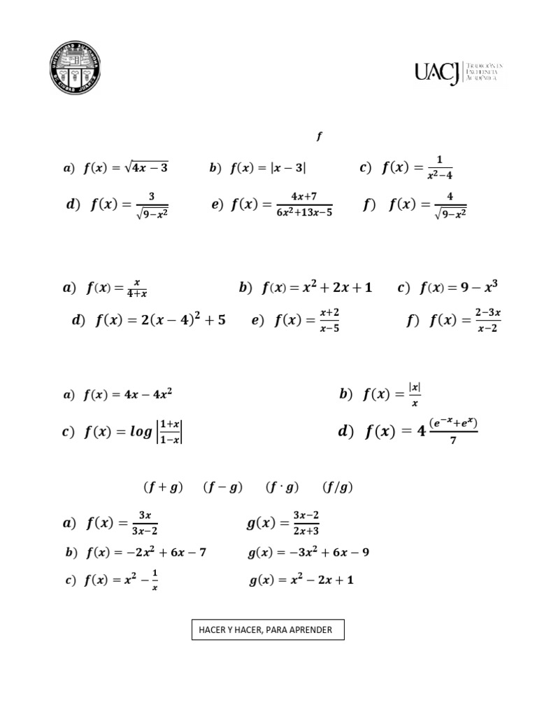 Calculo 1 Ejercicios | PDF