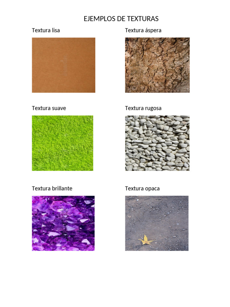 TIPOS DE TEXTURA Textura Lisa Textura Áspera Textura Suave | PDF