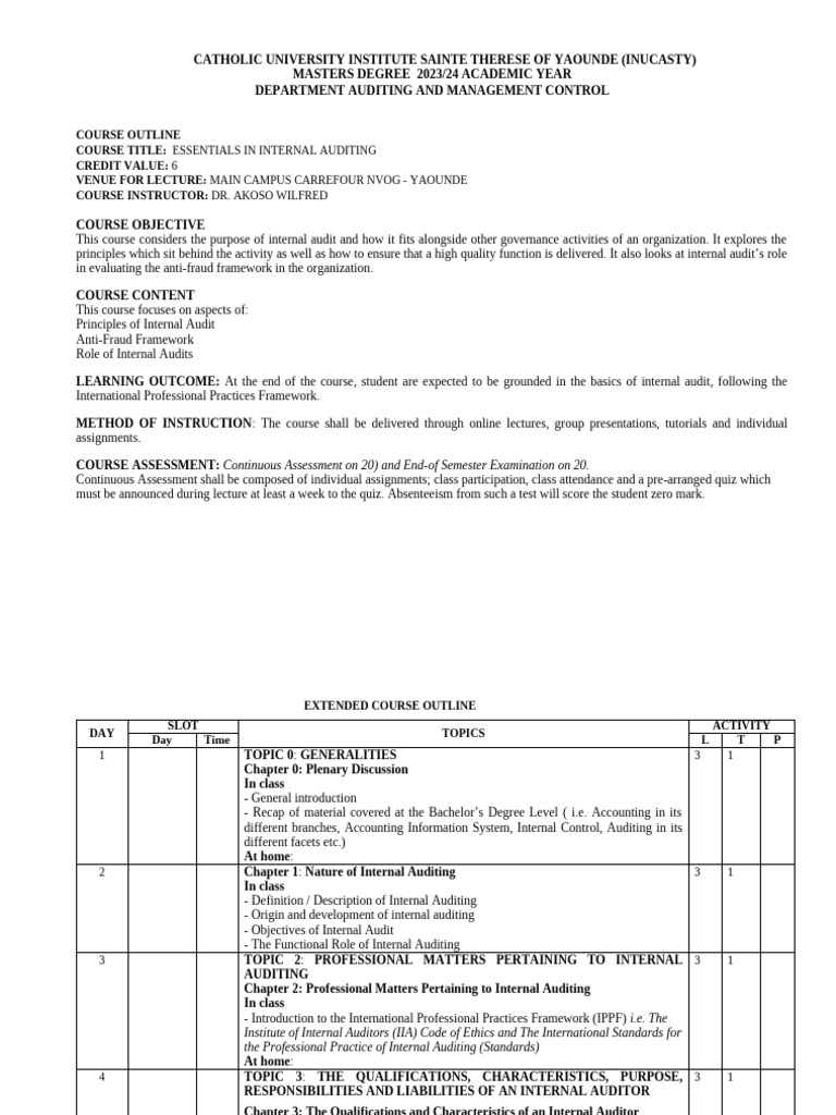 Internal Auditing Essentials Course | PDF | Internal Audit | Audit