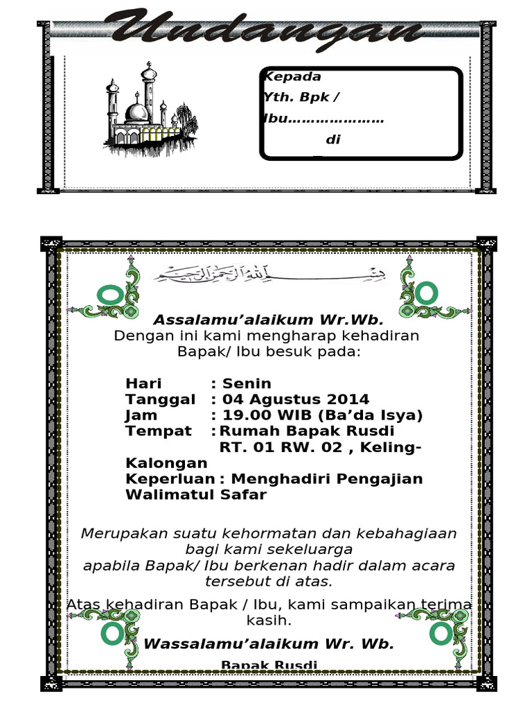 Format Undangan Hajatan | PDF