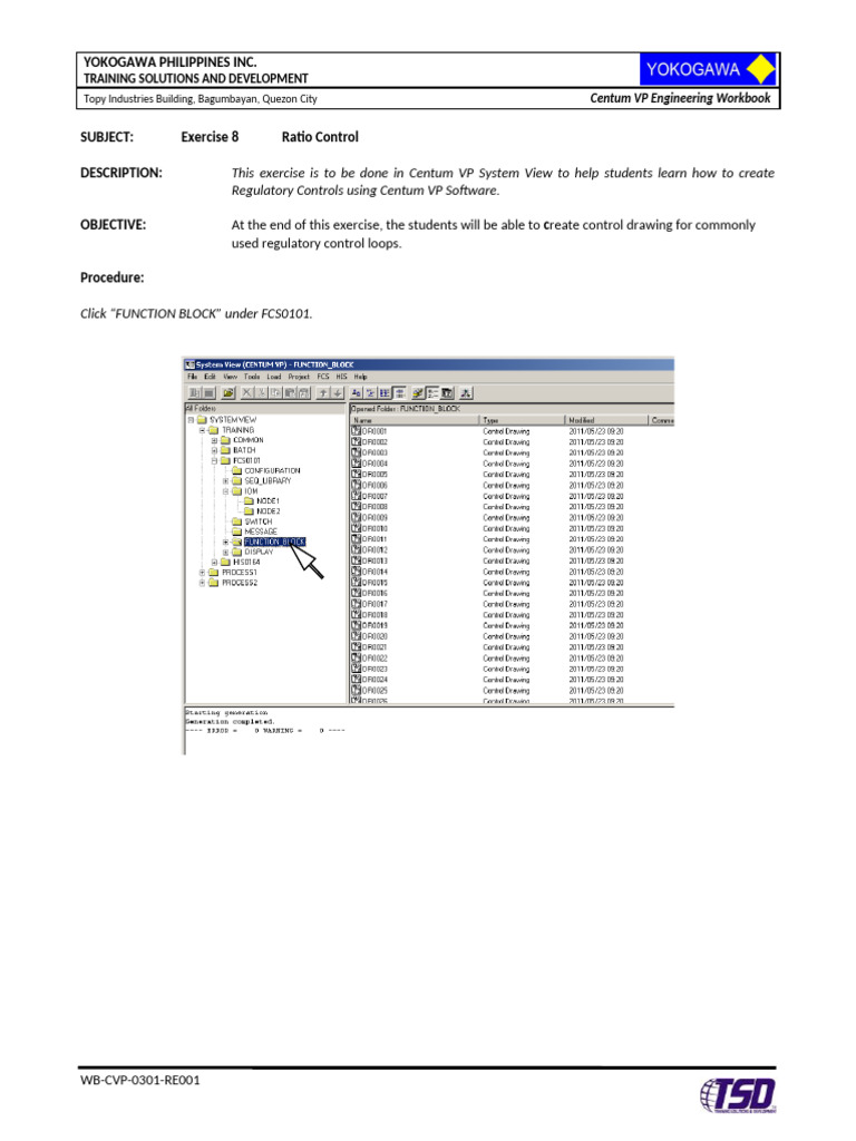 CentumVP Workbook - Exer 8 Ratio Control | PDF