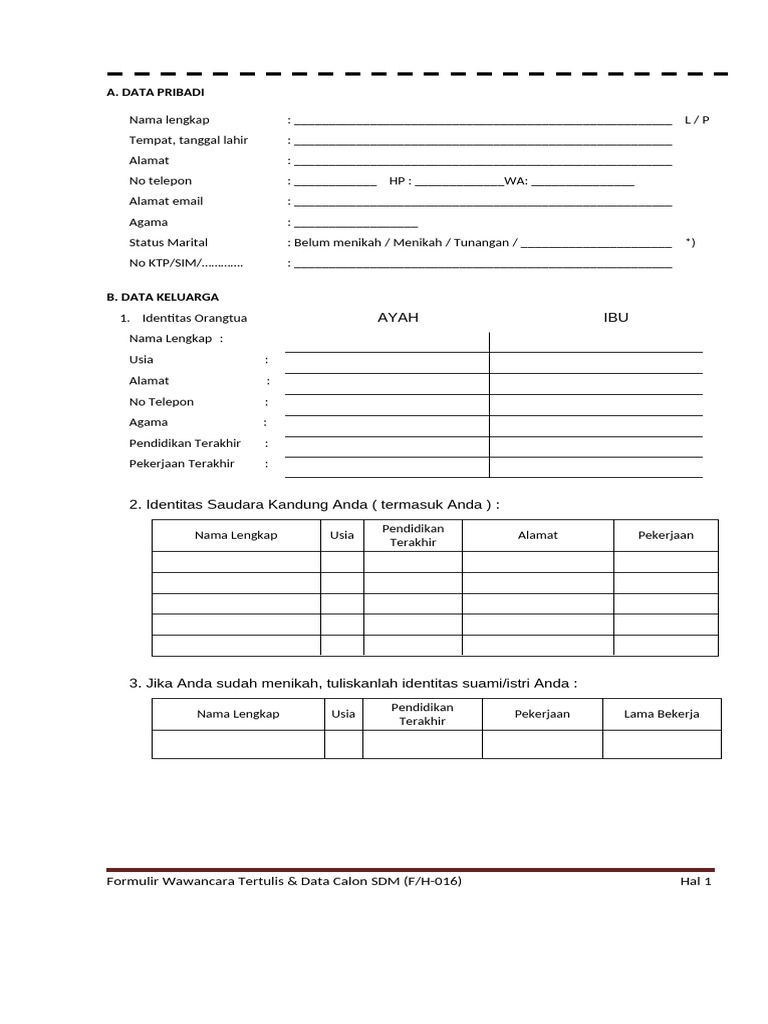 FORM-WAWANCARA-TM | PDF