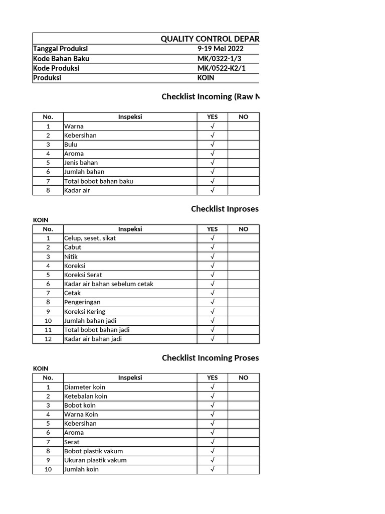 QC Incoming Inproces Outgoing | PDF