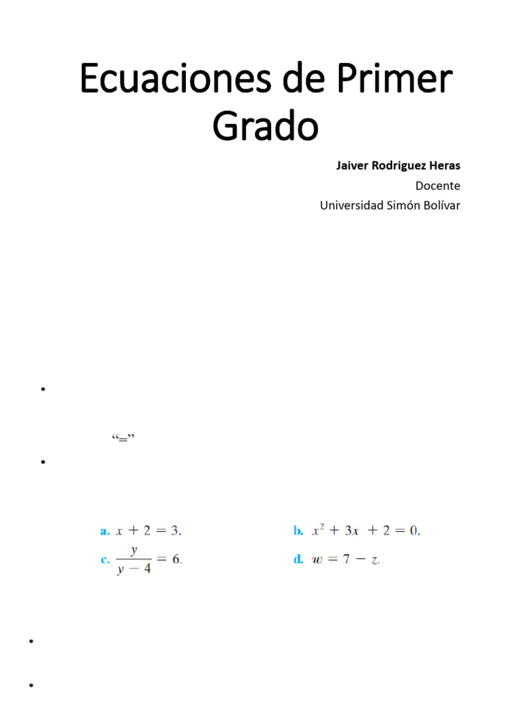 Ecuaciones de Primer Grado Con Una Incógnita | PDF
