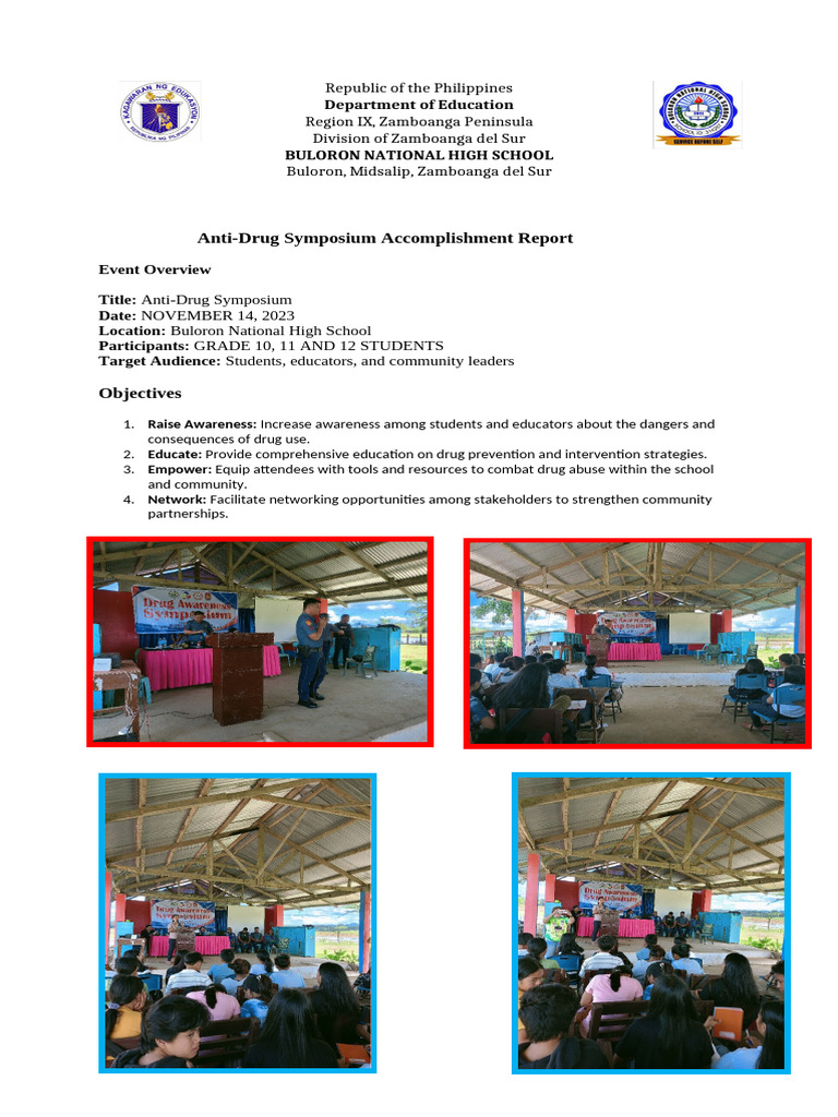 Anti-Drug Symposium Report 2023 | PDF | Self-Improvement | Wellness