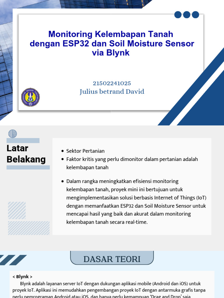 Monitoring Kelembapan Tanah Blynk dengan ESP32 | PDF Monitoring Kelembapan Tanah Blynk dengan ESP32 | PDF