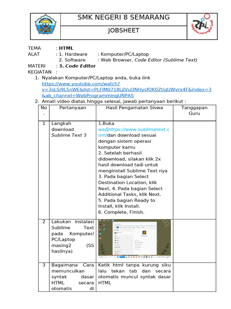 Jobsheet HTML-3. | PDF