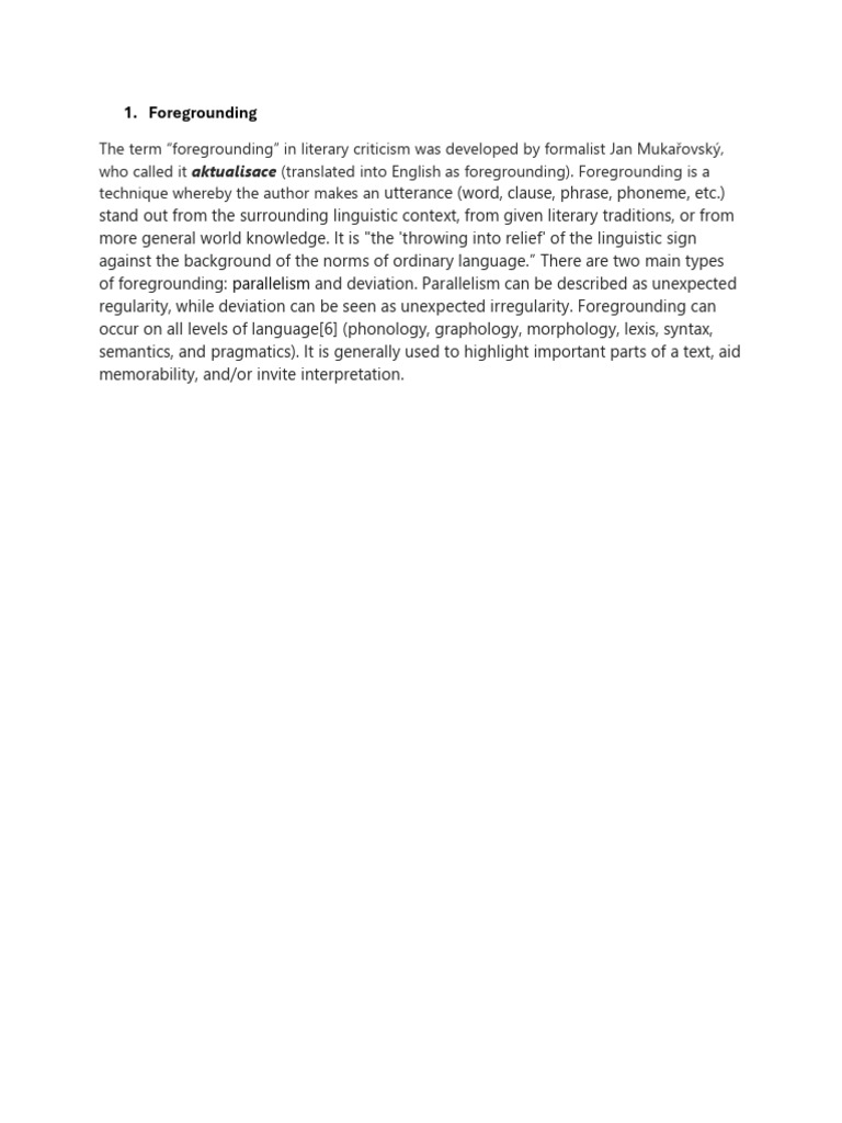 Foregrounding in Stylistics | PDF