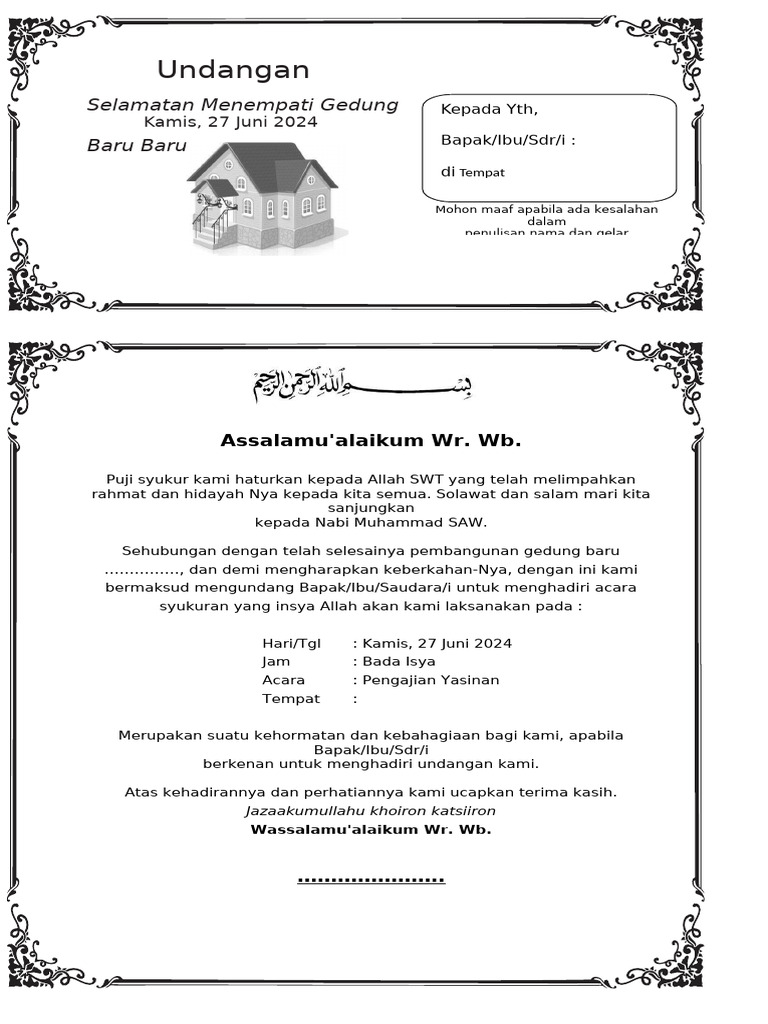 Surat-Undangan Gedung Baru Dokter | PDF