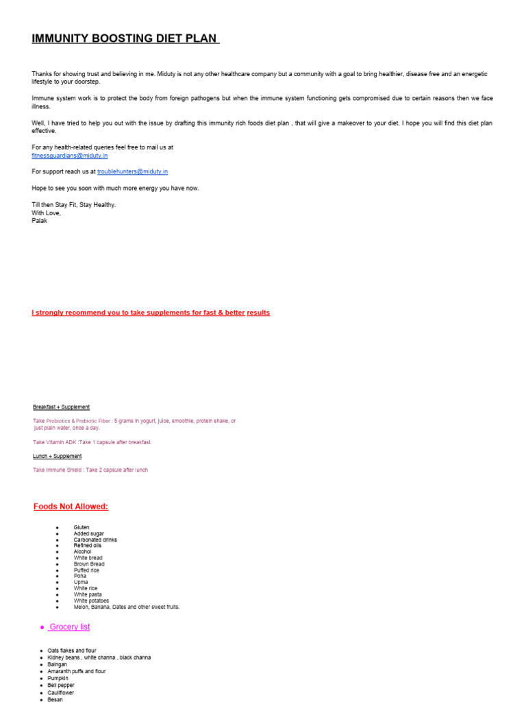 IMMUNITY BOOSTING DIET PLAN Rapoiz | PDF