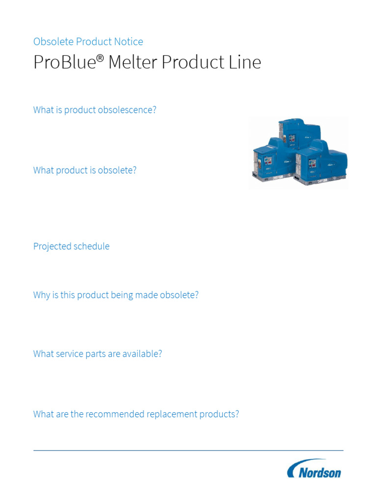 ProBlue Melters Obsolete Product Notice | PDF