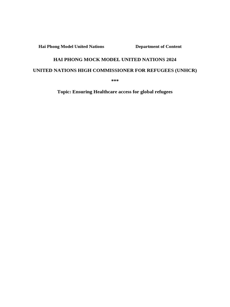 HPMUN 24mock MUN UNCHR Study Guide | PDF