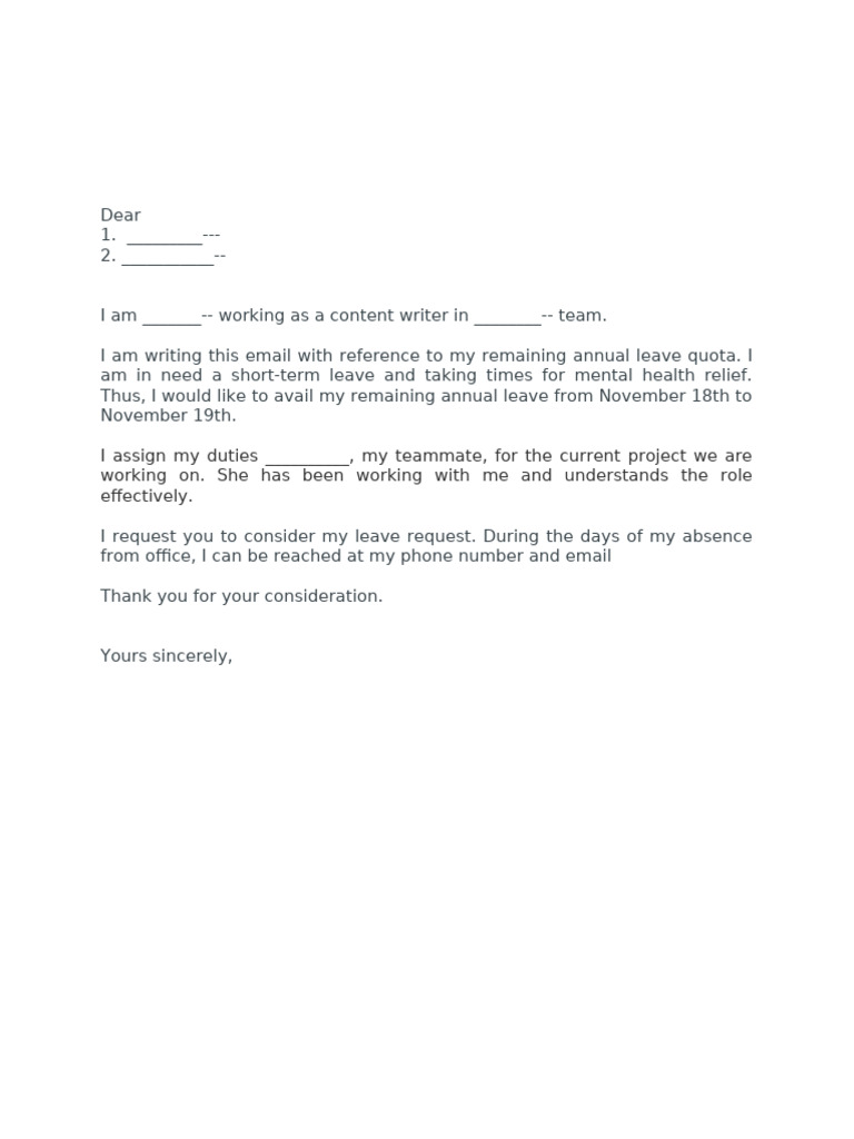 Annual Leave Request | PDF