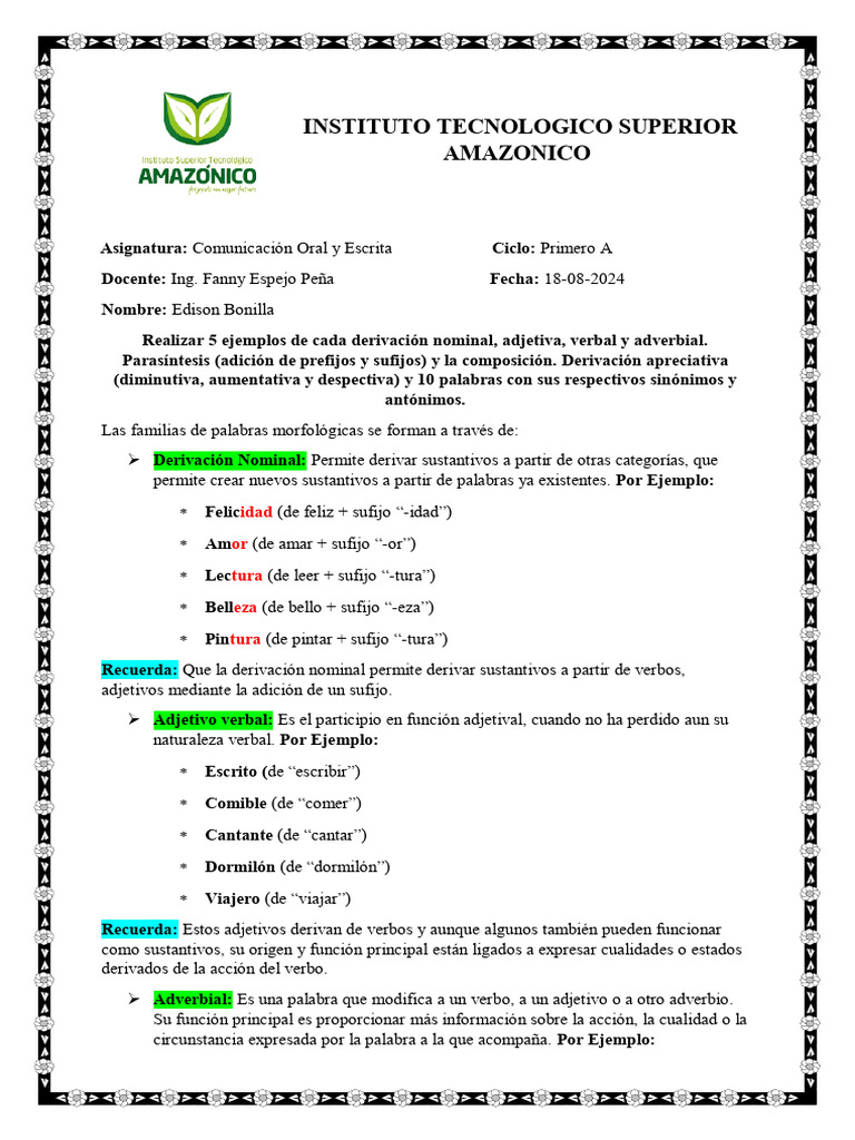 Palabras Por Contexto Por Familia y Sinonimos - C.O.S | PDF