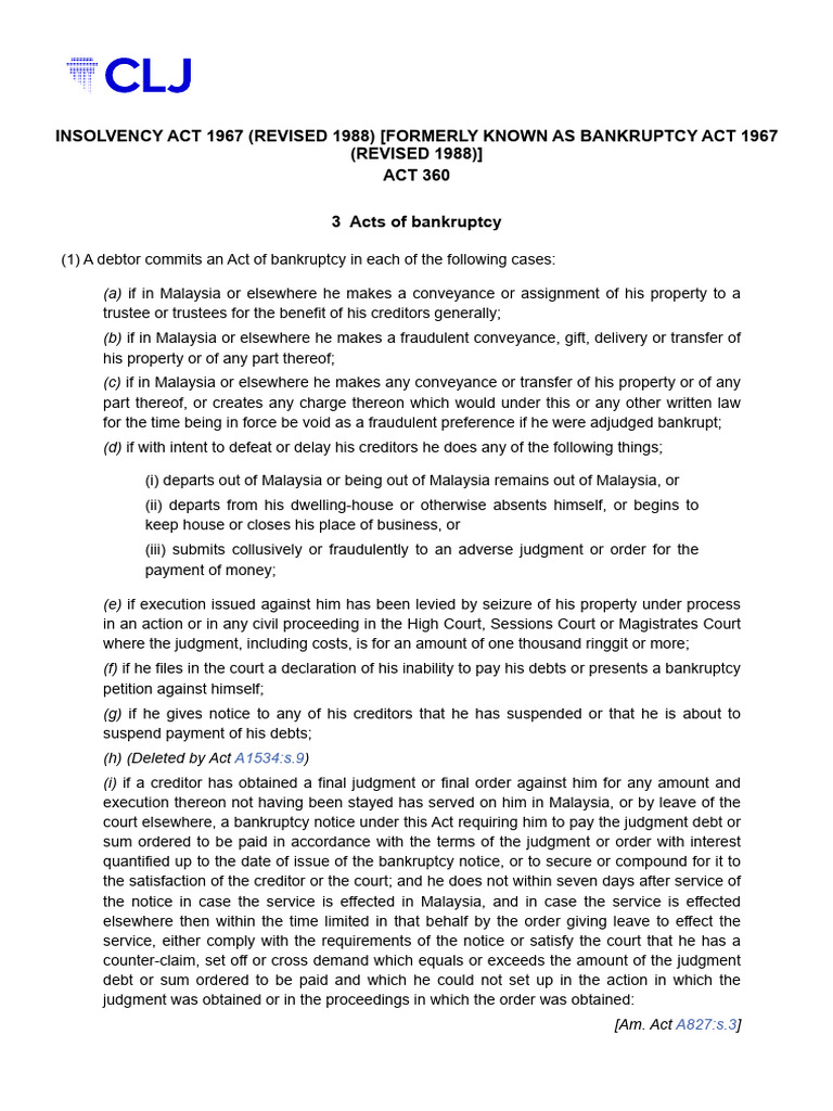 Section 3 IA1967 | PDF | Bankruptcy | Judgment (Law)