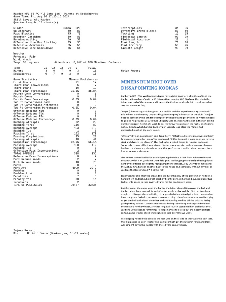 Miners at Kookaburras | PDF