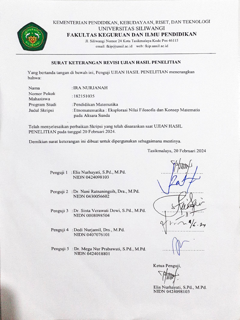 SK Revisi Ujian Hasil Penelitian | PDF