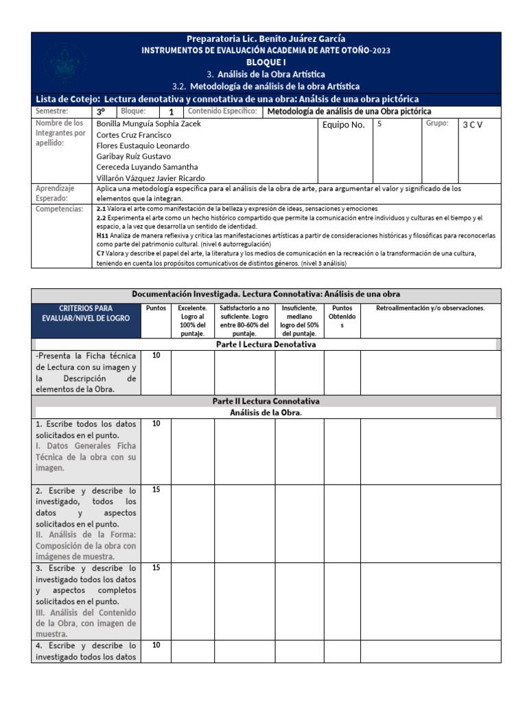 Instrumento de Eval. Act.6. Fundamentos Del Arte | PDF