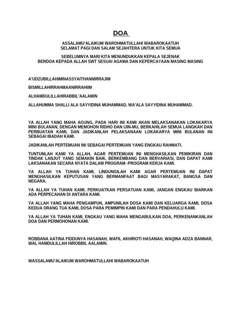 Doa Pembukaan Rapat | PDF | Gaya Hidup