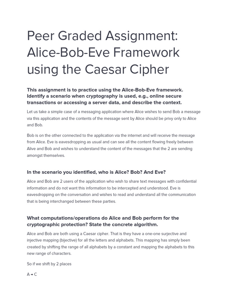 Caesar Cipher Alice-Bob-Eve | PDF
