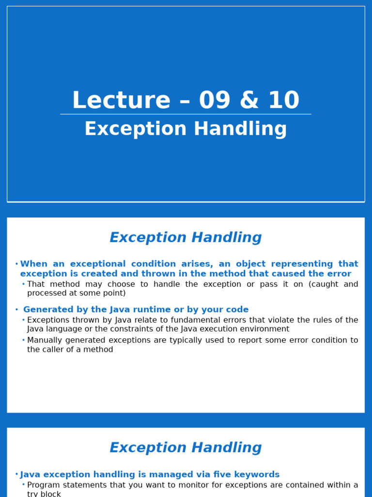 AOOP - Lecture 09 10 - Exception Handling | PDF AOOP - Lecture 09 10 - Exception Handling | PDF