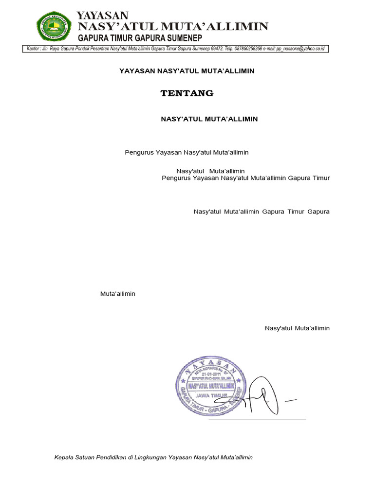 SK Yayasan Untuk Panitia HUT Ke-79 RI Dan HSN 2024. | PDF