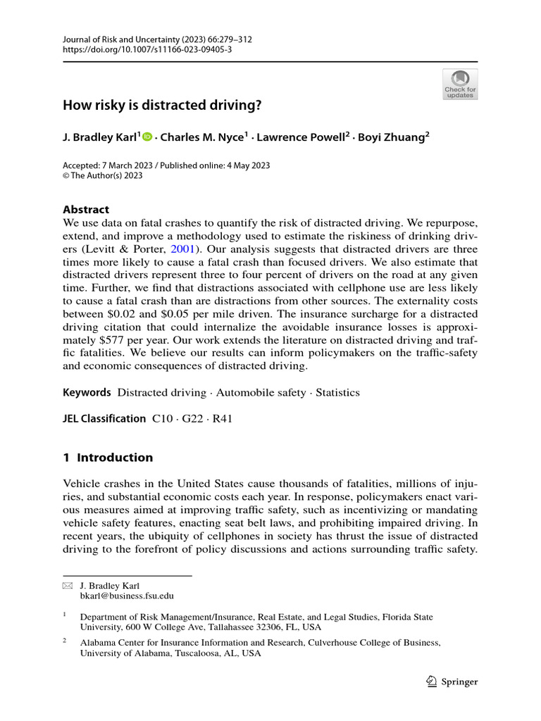 2023 How Risky Is Distracted Driving | PDF