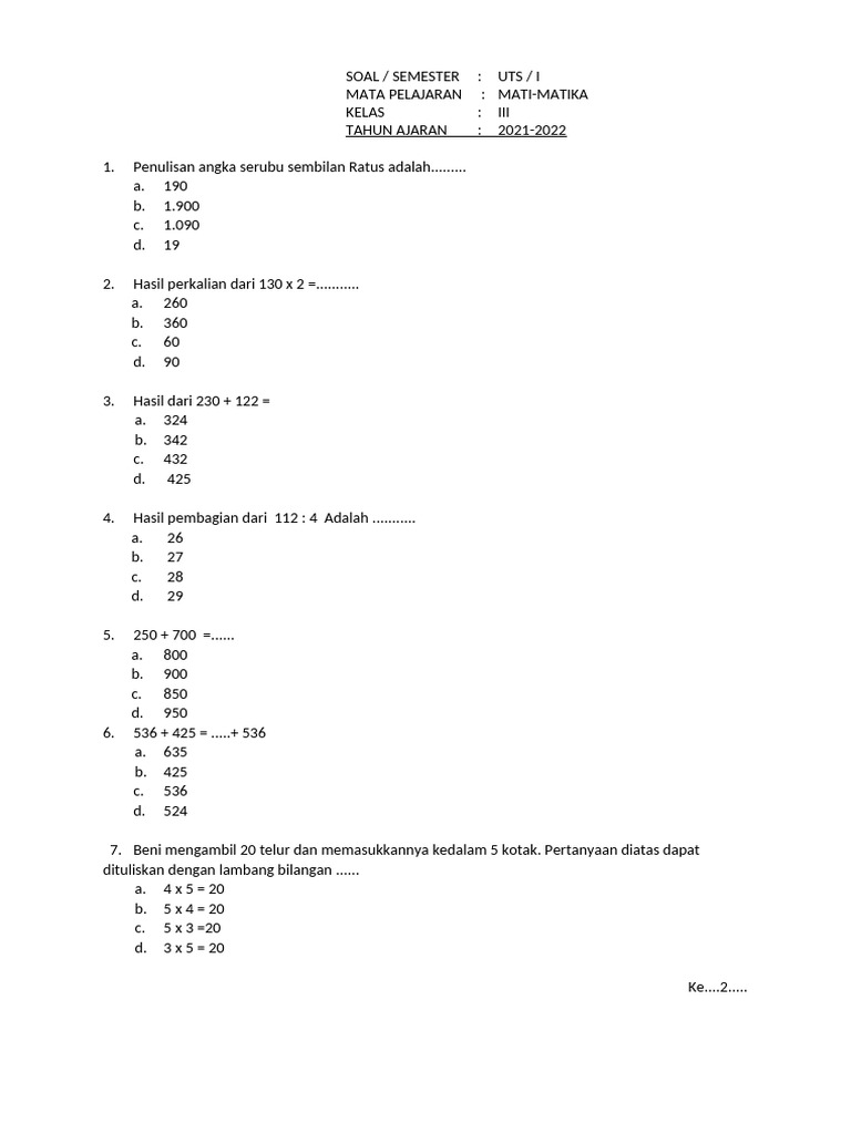 Soal Mati-Matika | PDF