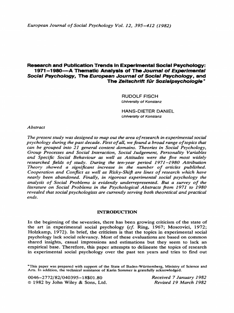 [European Journal of Social Psychology 1982-Oct Vol. 12 Iss. 4] Dr ...
