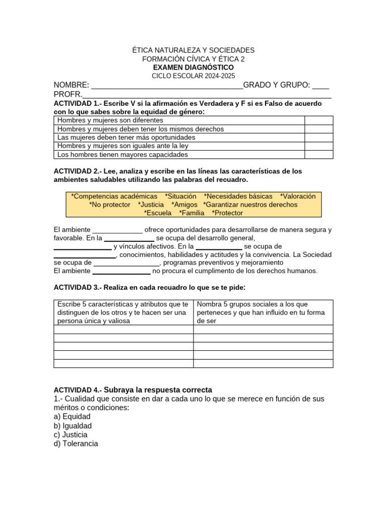 Exa Diag Fce2 2024-2025 | PDF