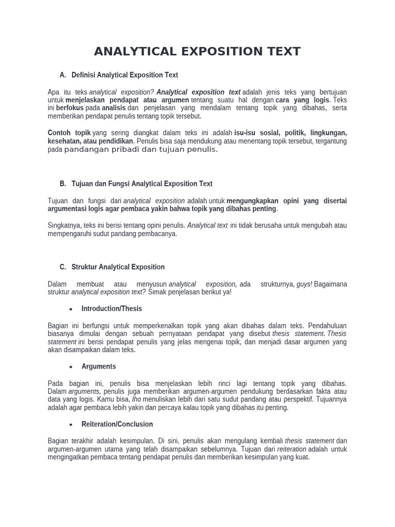 Analytical Exposition Text | PDF | Early Childhood | Early Childhood ...