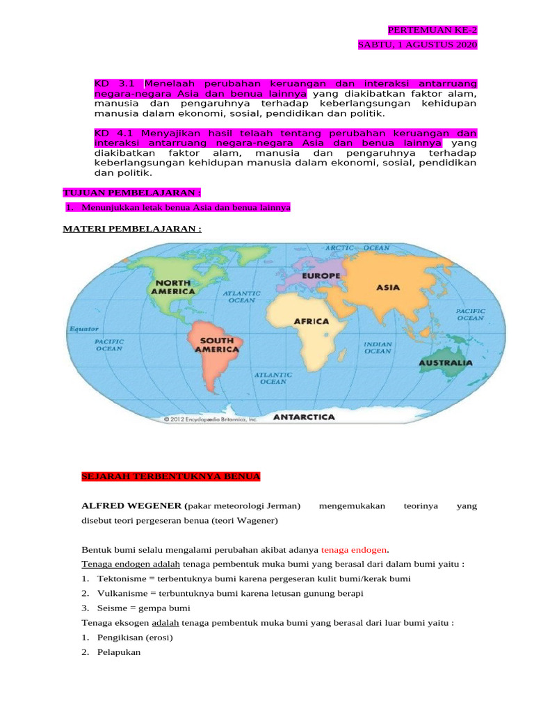 Letak Dan Luas Benua Di Dunia | PDF
