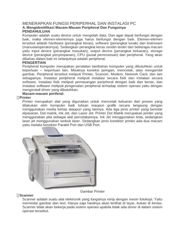 2 10-1 Menerapkan Fungsi Peripheral Dan Installasi PC (Nihil) | PDF