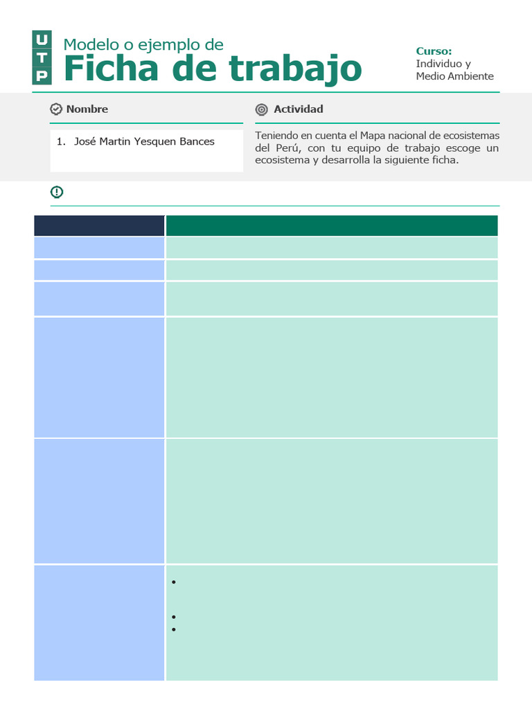 Semana Ejemplo Del Llenado de La Ficha. 02 | PDF