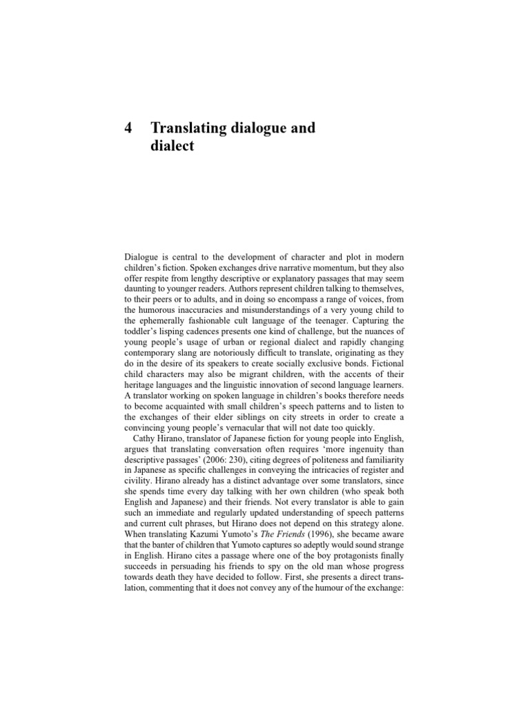 Dialogue and Dialect in Children's Literature | PDF