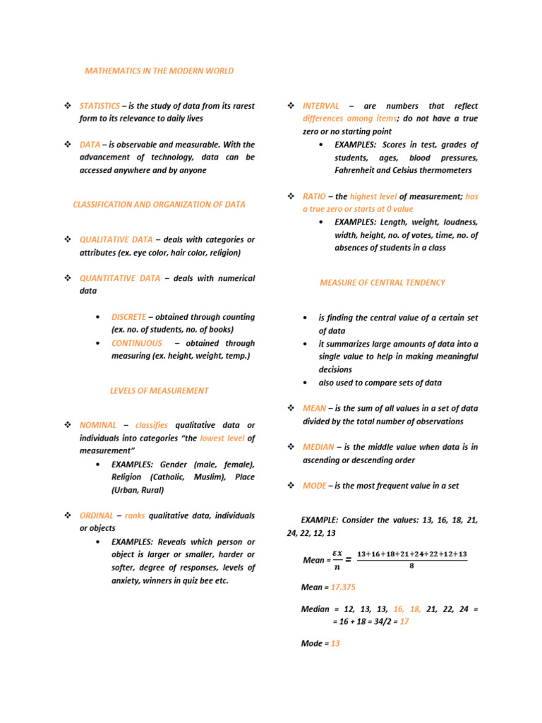 MMW Reviewer Finals | PDF