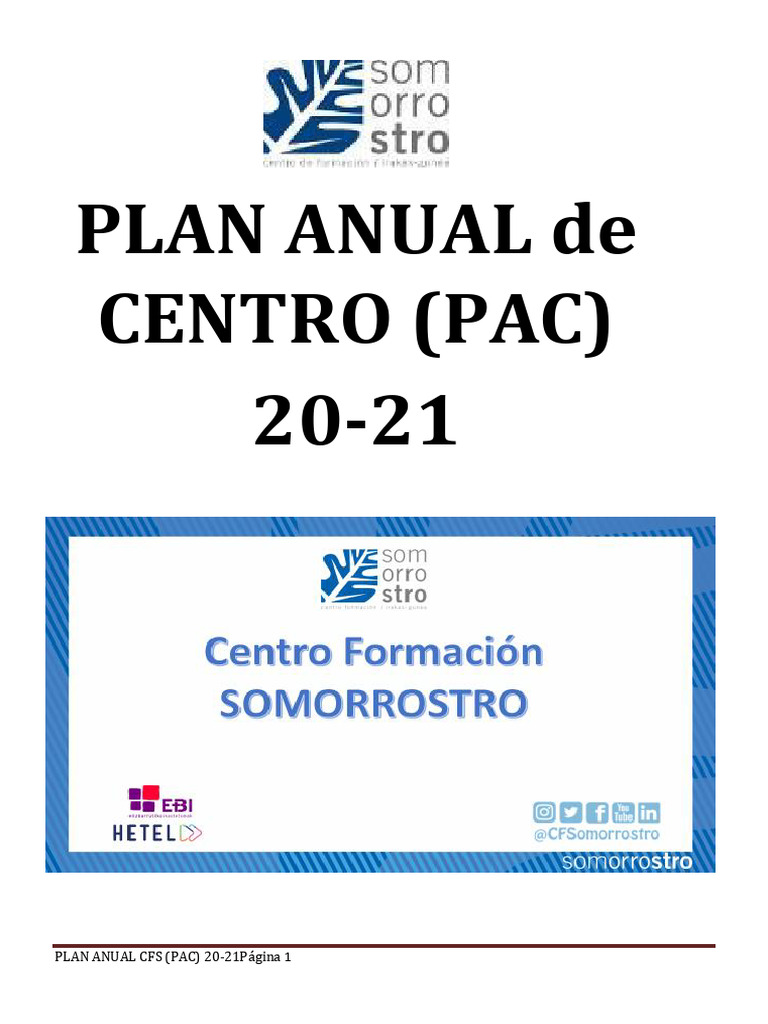 Plan Anual de Centro Pac 20 21 | PDF