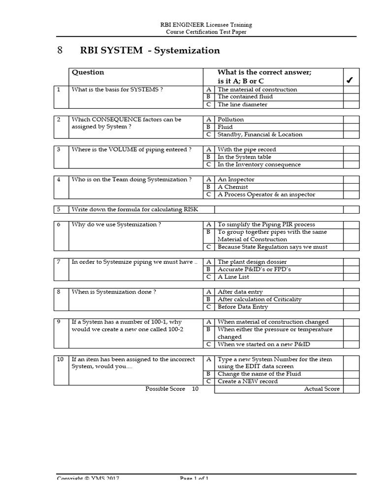 8 Systemisation Test Paper | PDF