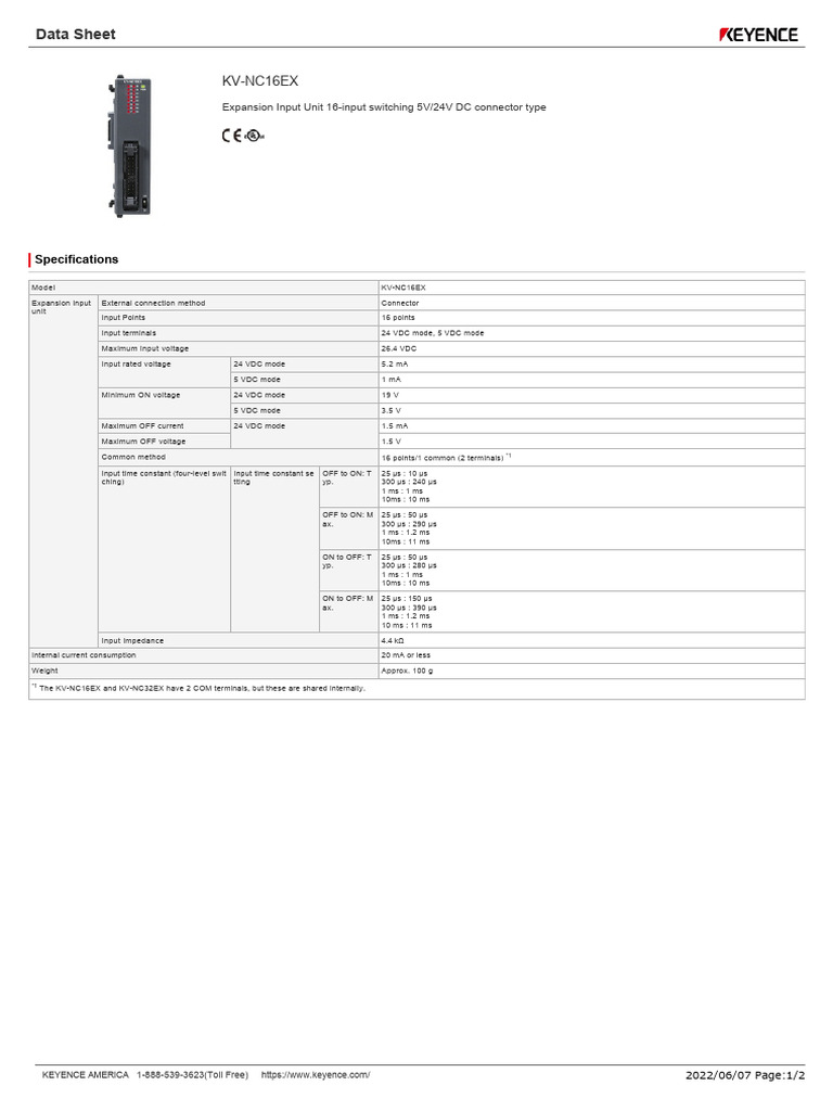 KV-NC16EX_Datasheet | PDF