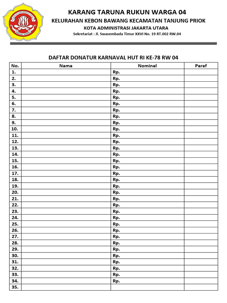 Tabel Donatur Karnaval | PDF