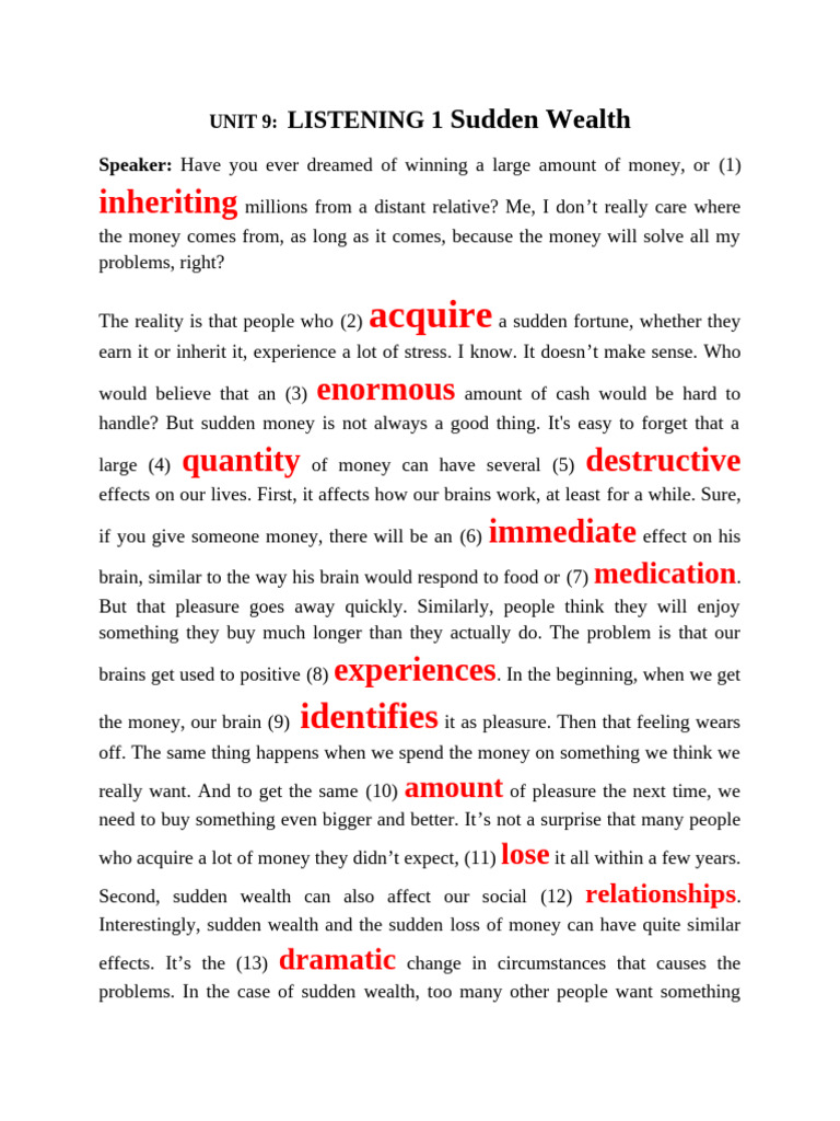 Unit 9 - Lis 1+2 - Key | PDF