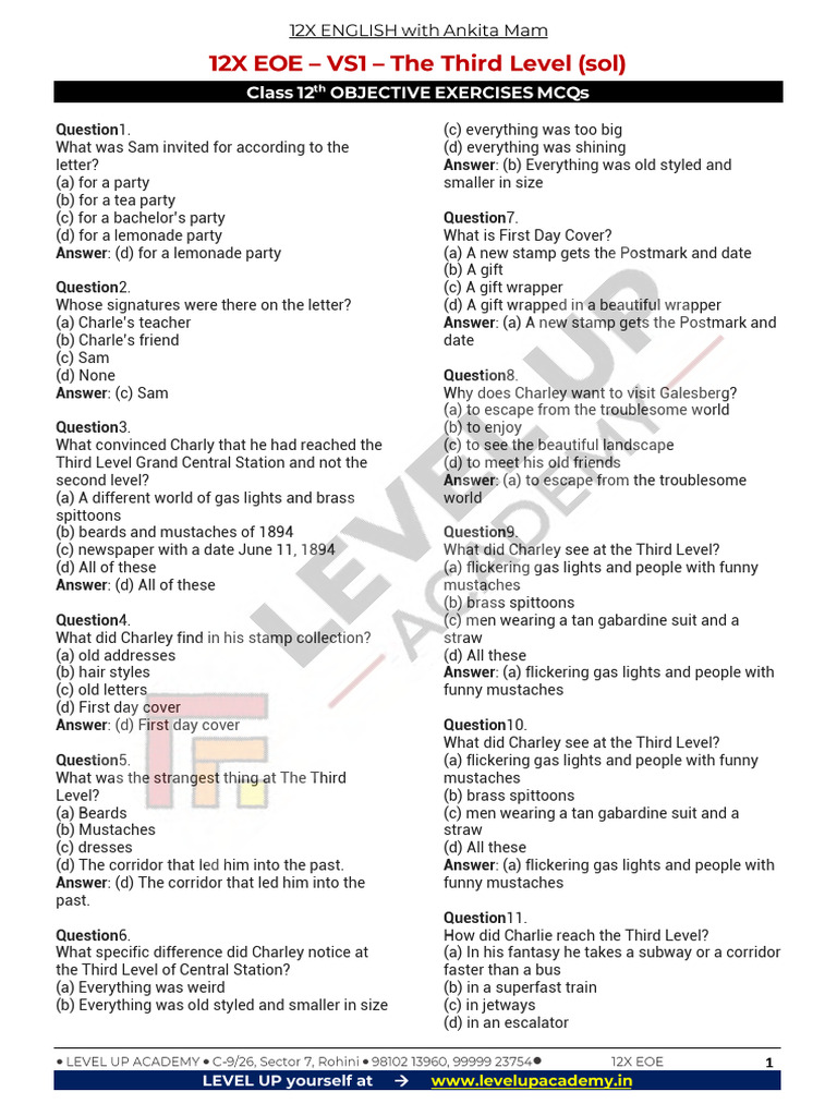 12X EOE - VS1 - The Third Level (Sol) | PDF