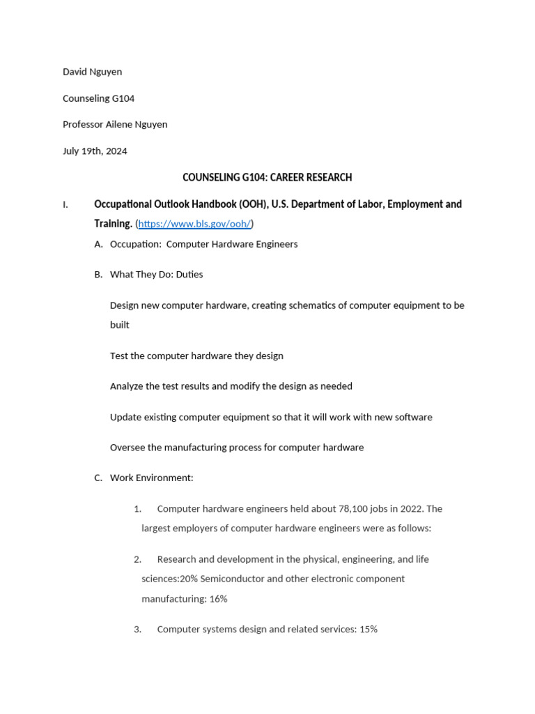 Career Research Worksheet | PDF