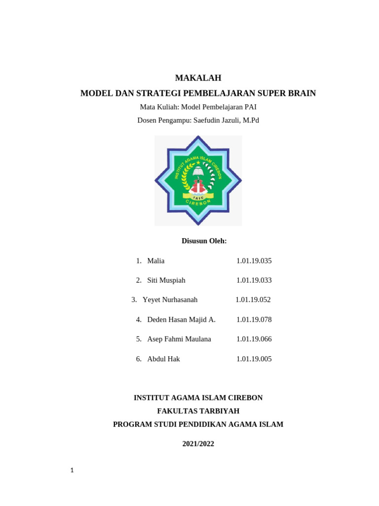 MK model pembelajaran PAI | PDF