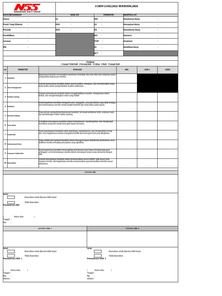 REK - Template Interview HRD | PDF