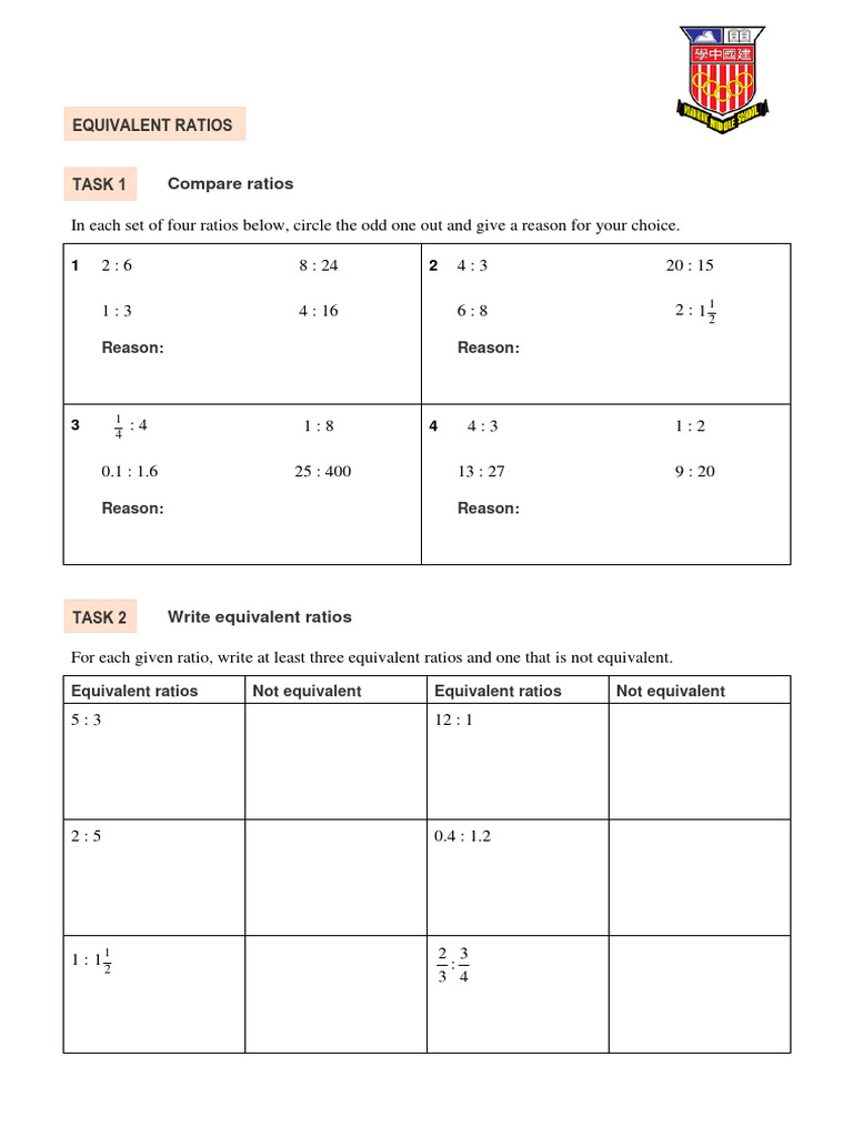 Equivalent Ratios | PDF